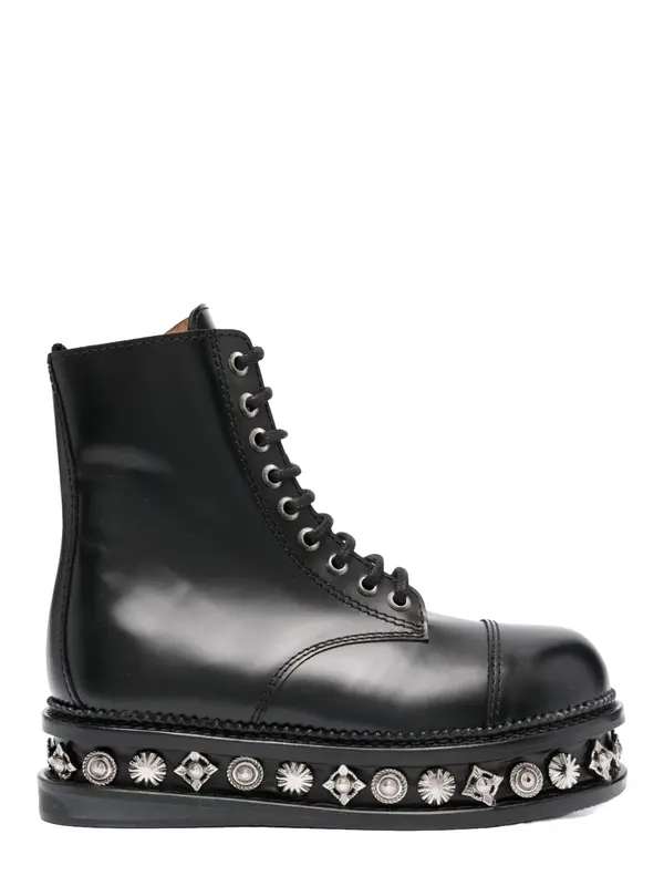 Toga Stud-embellished Leather Boots - Black