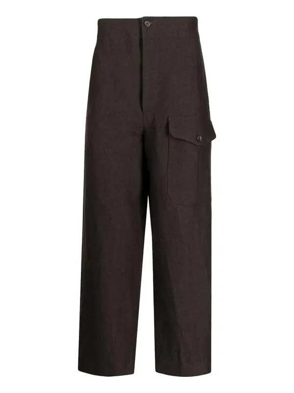 UMA WANG Paxton Herringbone-pattern Trousers - Brown