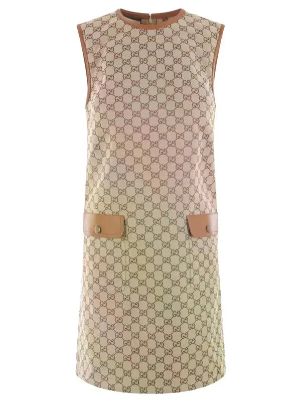 Gucci Gg Supreme Canvas Mini Dress - Brown