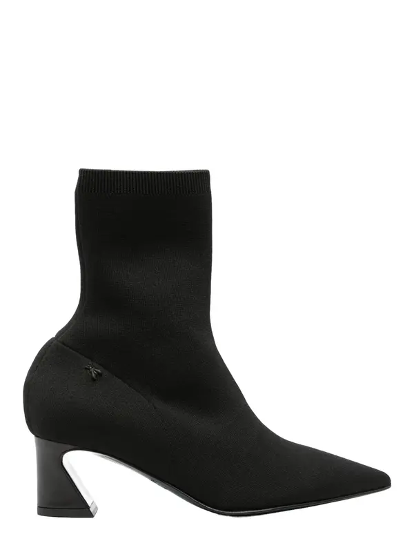 Patrizia Pepe Knitted 60mm Leather Ankle Boots - Black