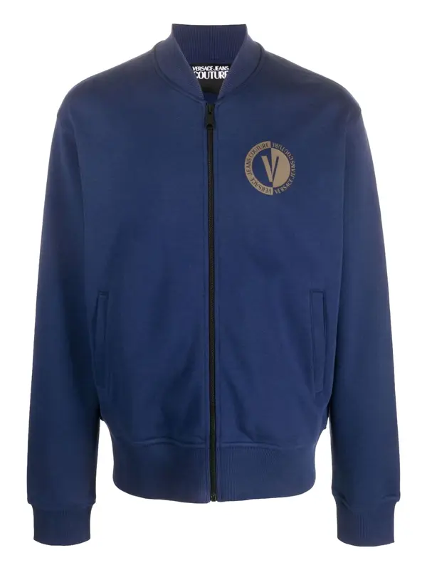 Versace Logo-print Bomber Jacket - Blue