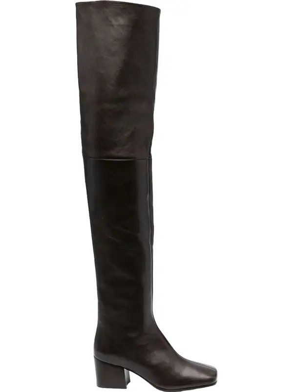 LEMAIRE 60mm Leather Thigh-high Boots - Brown