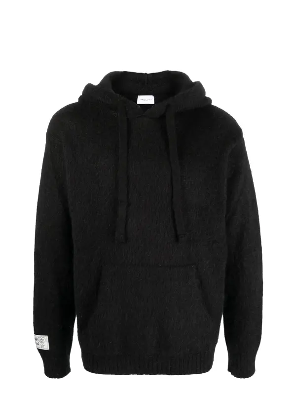 FAMILY FIRST Logo-patch Knitted Hoodie - Black