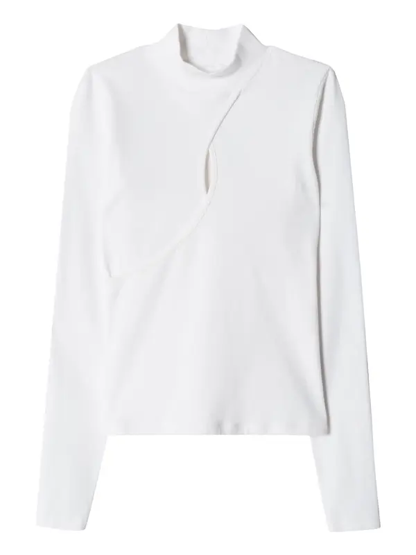RE/DONE Keyhole Cut-out Mock Neck Top - White