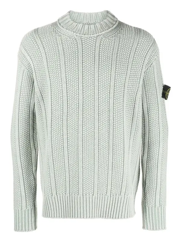 Stone Island Virgin Wool Tricot-knit Jumper - Green