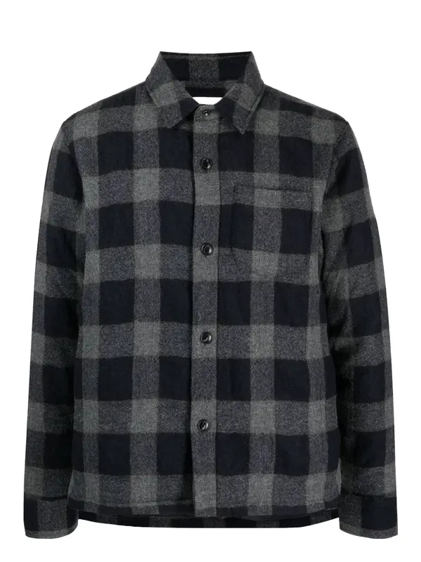 Officine Générale Gingham-check Virgin-wool Jacket - Blue