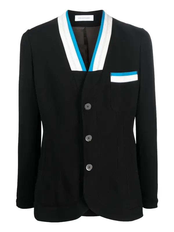 KIKO KOSTADINOV Striped-trim Single-breasted Blazer - Black