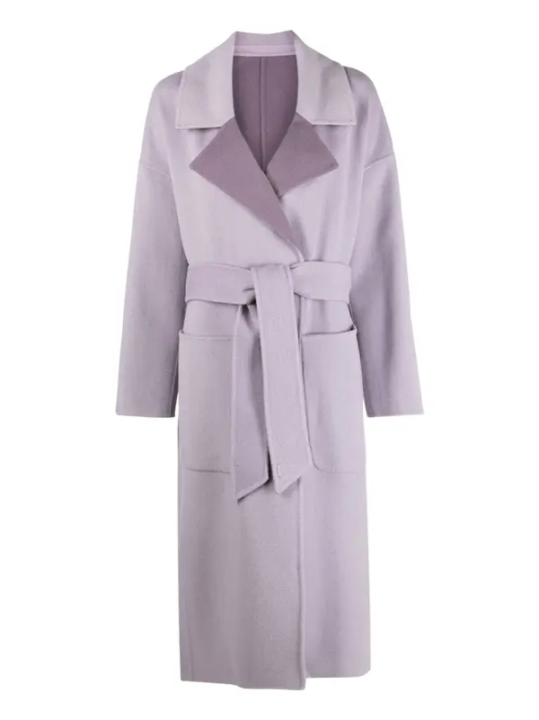 Calvin Klein Wool Reversible Wrap Coat - Purple