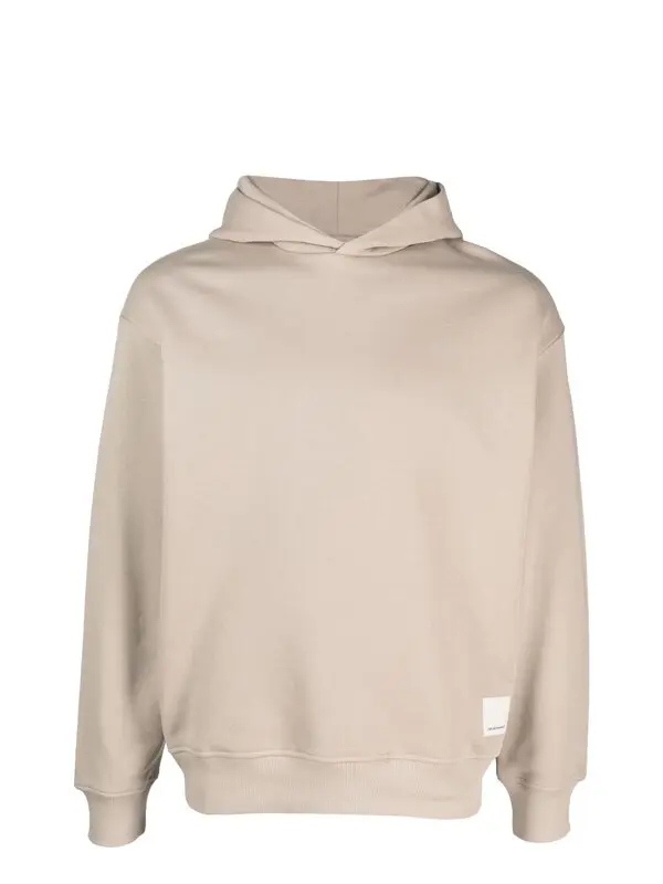 Emporio Armani Logo-patch Cotton Hoodie - Neutrals