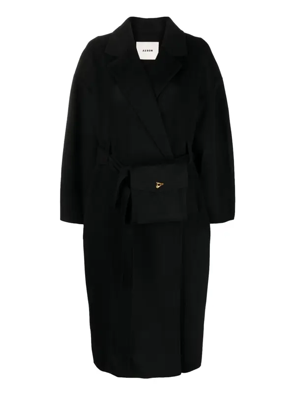 AERON Hutton Belted Coat - Black