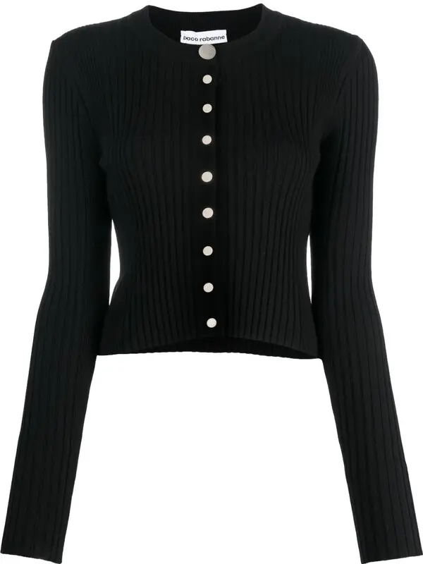 Rabanne Ribbed Wool-blend Cardigan - Black
