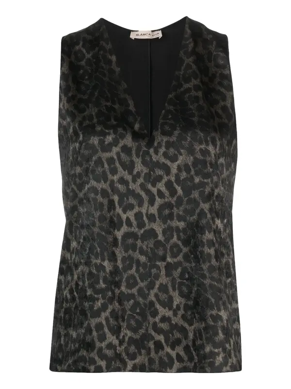 BLANCA VITA Tamaya Leopard-print Tank Top - Black