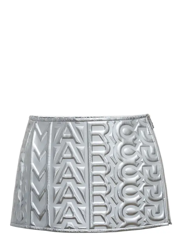 Marc Jacobs Puffy Leather Miniskirt - Silver