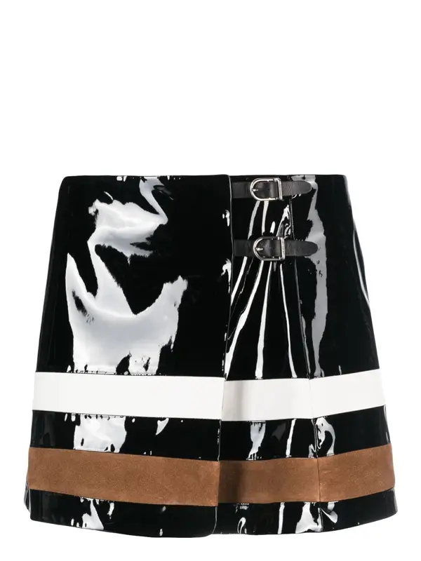 DURAZZI MILANO Buckle-fastening Patent-leather Miniskirt - Black