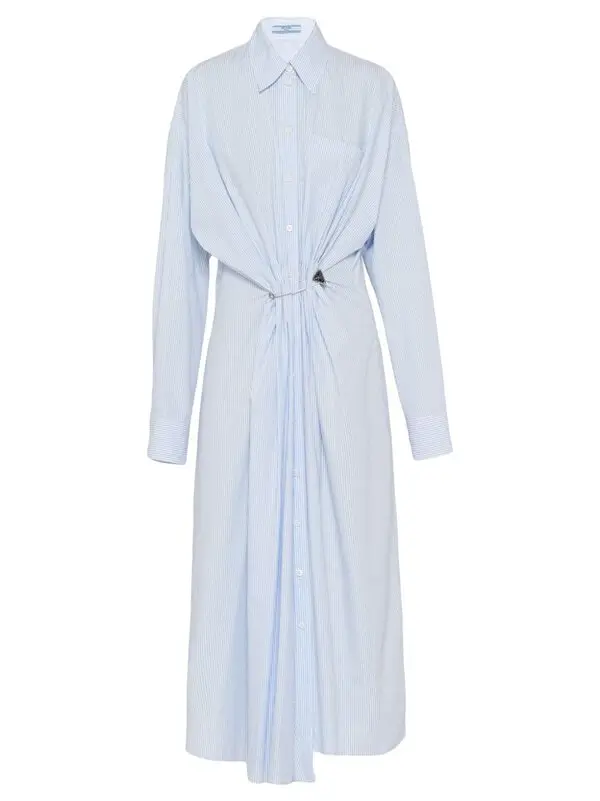 Prada Striped Shirtdress With Safety Pin Embellishment - Blue