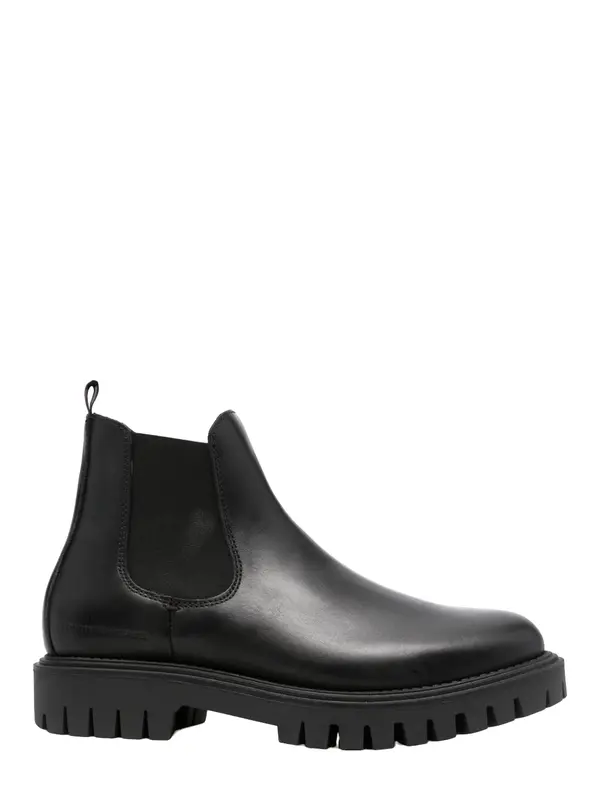 Tommy Hilfiger Round-toe Leather Boots - Black