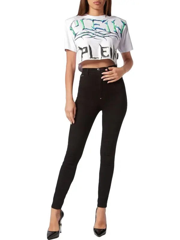 Philipp Plein Logo-print Cotton Crop Top - White