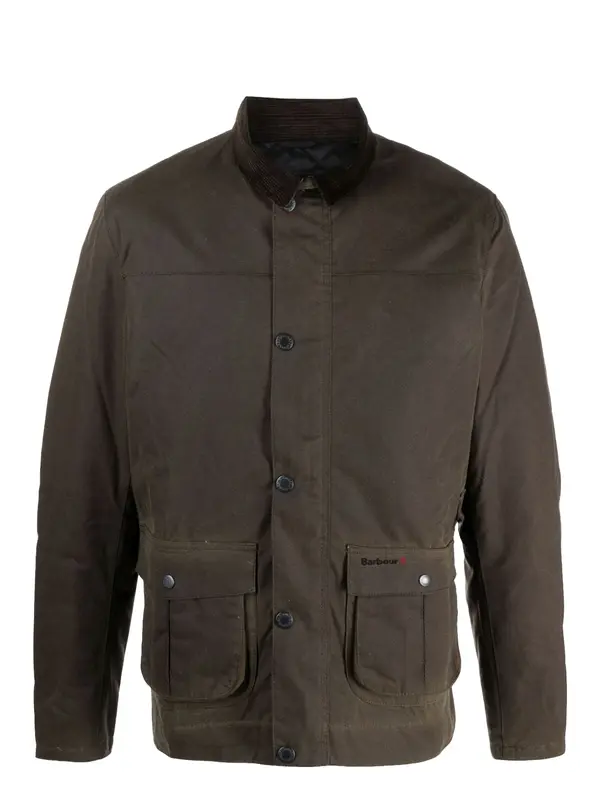 Barbour Brunden Wax Jacket With Corduroy Collar - Green