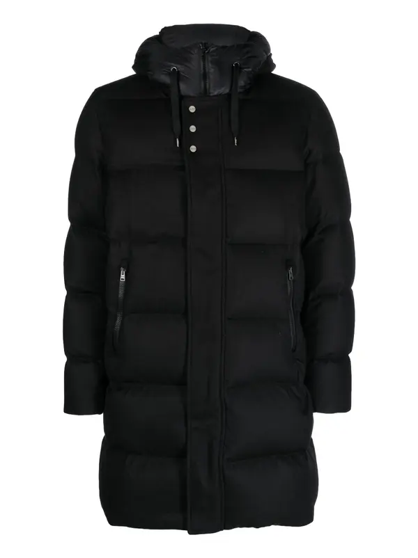 Herno Hooded Padded Mid-length Coat - Black
