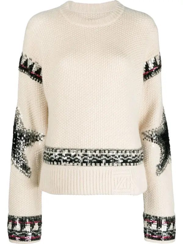 Zadig&Voltaire Sequin-embellished Cashmere Jumper - Neutrals
