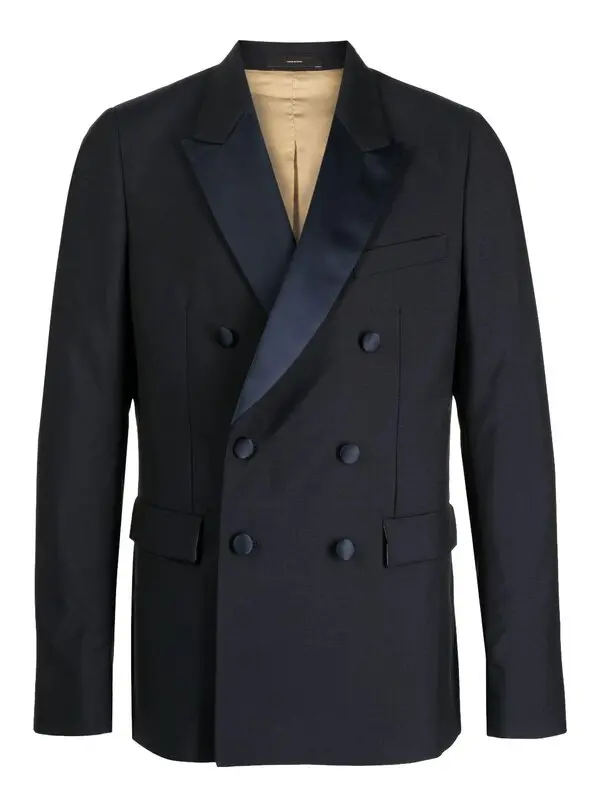 Paul Smith Double-breasted Wool-mohair Blazer - Black