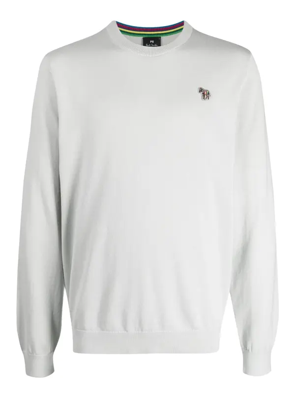 Paul Smith Zebra-patch Crew-neck Jumper - Grey