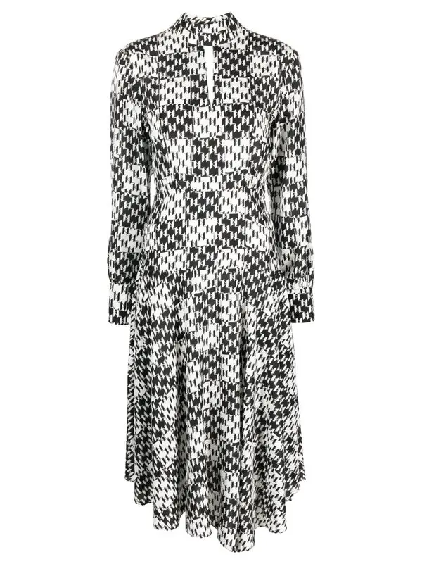 Karl Lagerfeld Monogram-jacquard Silk Midi Dress - Black