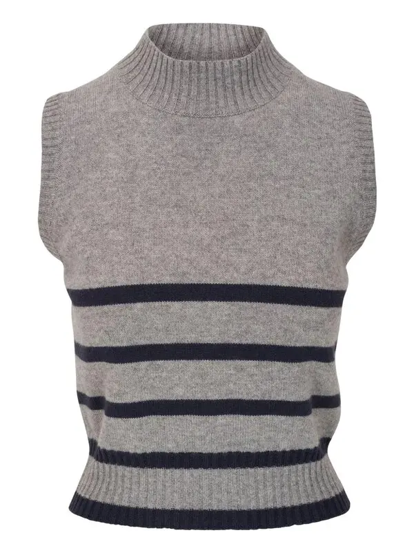 Brunello Cucinelli Striped Sleeveless Cashmere Jumper - Grey