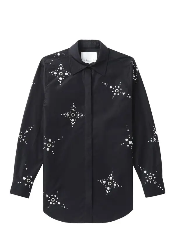 3.1 Phillip Lim Stud-embellished Long-sleeve Shirt - Black