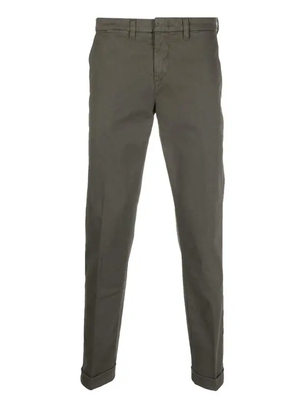 FAY Stretch-cotton Tapered Chino Trousers - Green