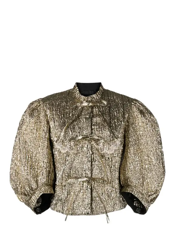 Simone Rocha Bow-detail Puff-sleeve Jacket - Gold