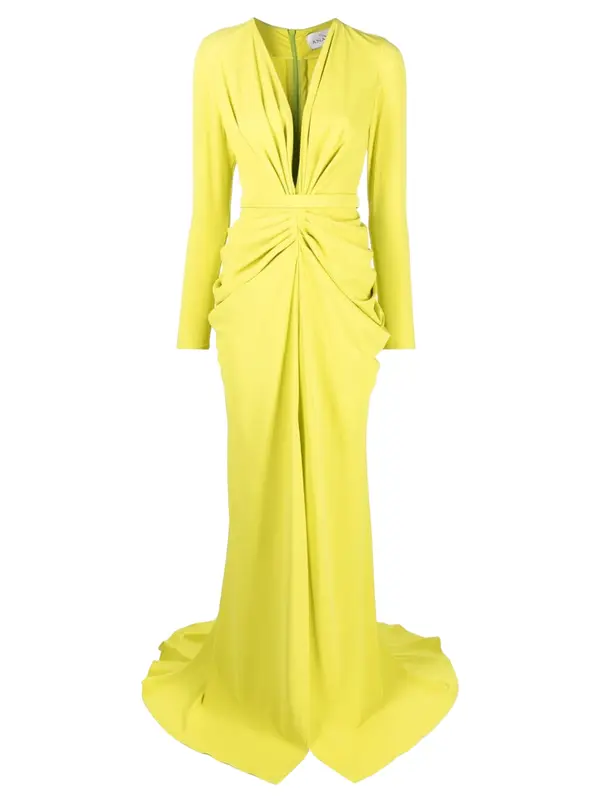 ANA RADU Plunging V-neck Gown - Green