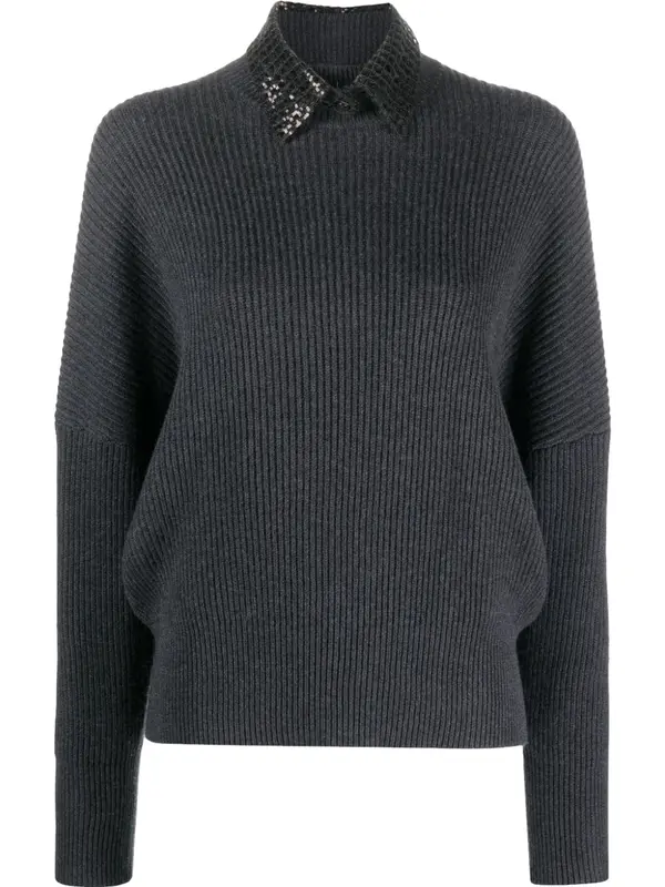 Brunello Cucinelli Mock-neck Jumper - Grey