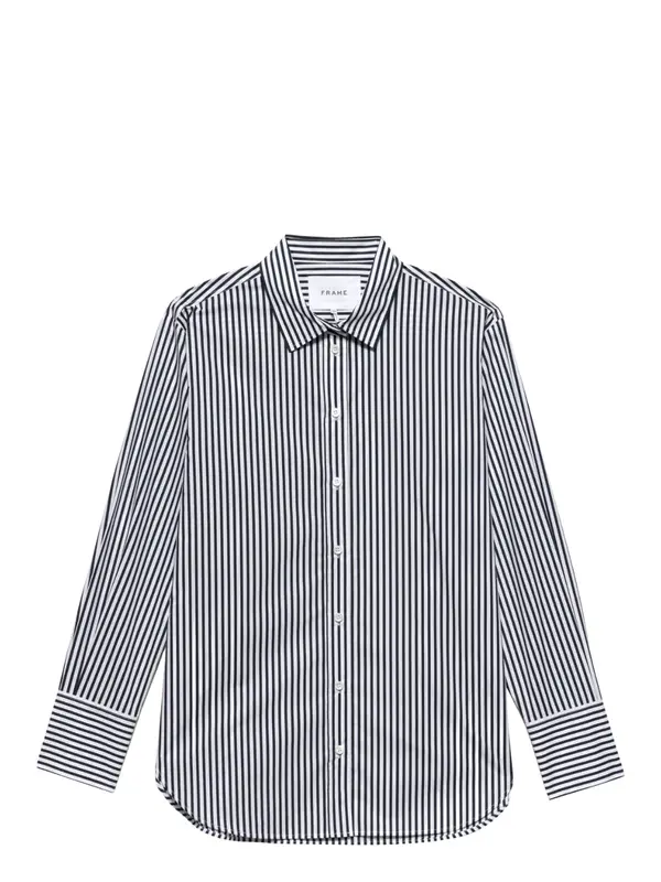 FRAME Stripe-print Organic-cotton Shirt - Black