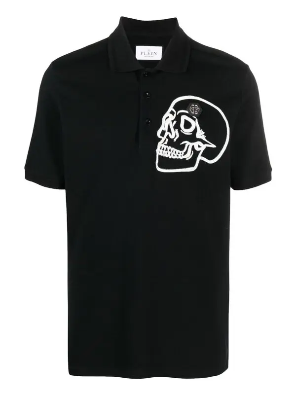 Philipp Plein Piqué Skull-detail Polo Shirt - Black
