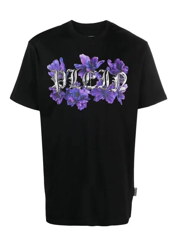 Philipp Plein Ss Flowers Round-neck T-shirt - Black
