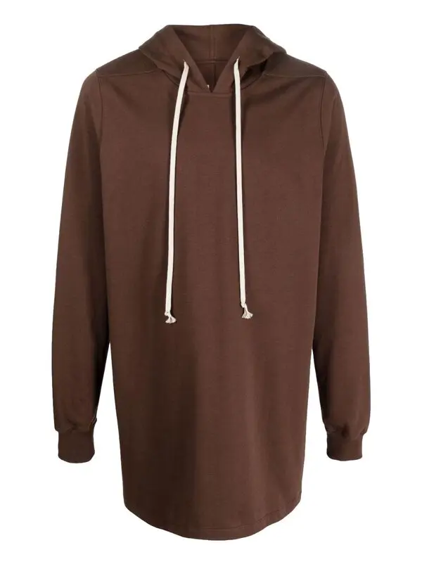 Rick Owens Drawstring Long Hoodie - Brown