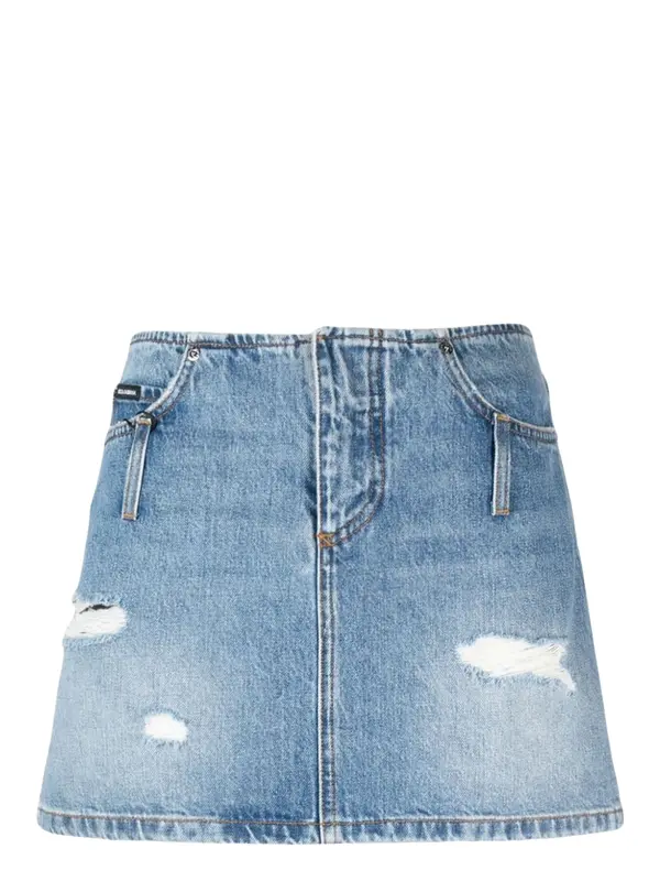 Dolce & Gabbana Distressed Denim Miniskirt - Blue