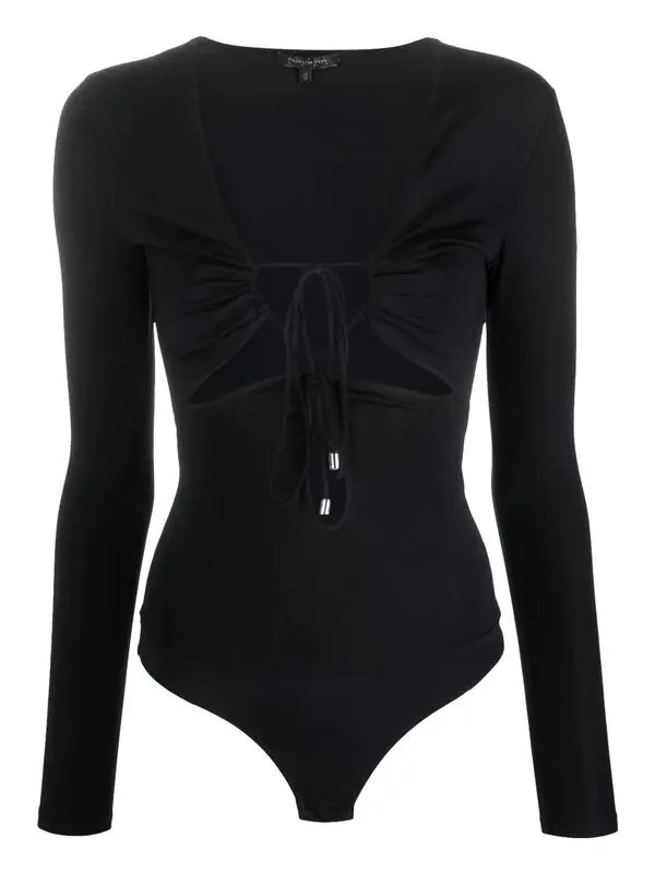 Patrizia Pepe Tie-fastening Cut-out Bodysuit - Black