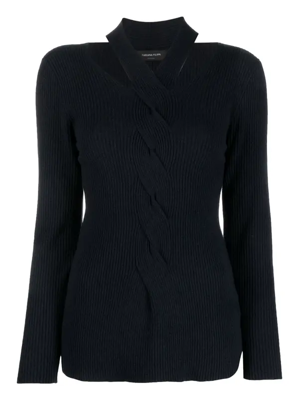 Fabiana Filippi Cut-out Cable-knit Jumper - Blue
