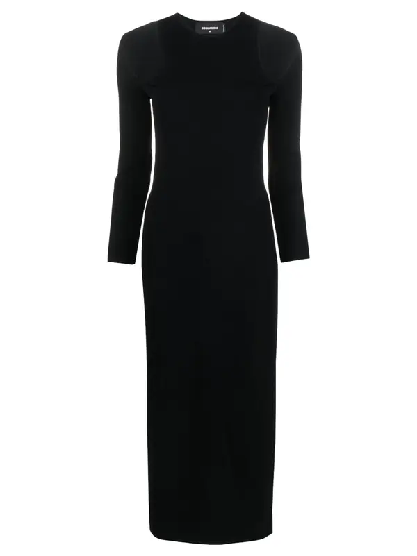 Dsquared2 Cut-out Ribbed-knit Midi Dress - Black