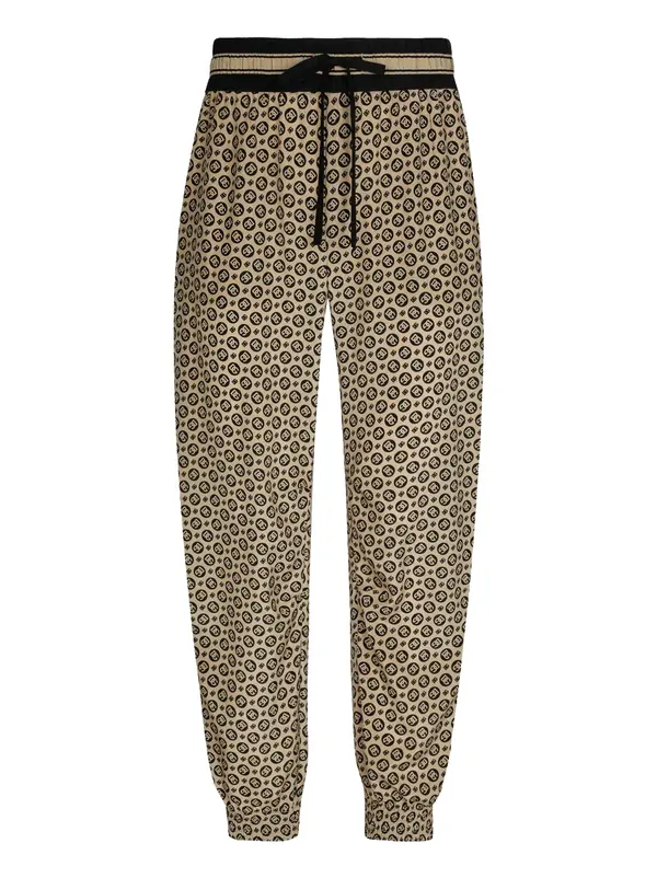 Dolce & Gabbana Monogram-pattern Print Silk Trousers - Neutrals
