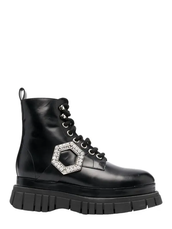 Philipp Plein Crystal Hexagon Ankle Boots - Black
