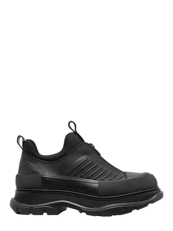 Alexander McQueen Zip-up Leather Sneakers - Black