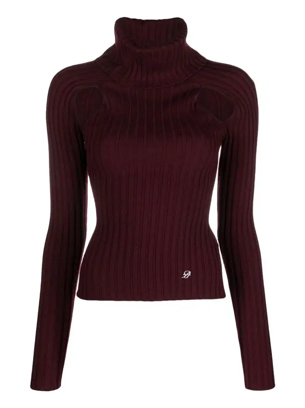 Blumarine Ribbed Knit Cut-out Jumper - Red