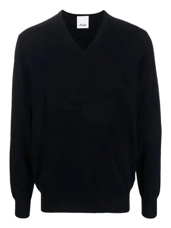 ALLUDE V-neck Cashmere Jumper - Blue
