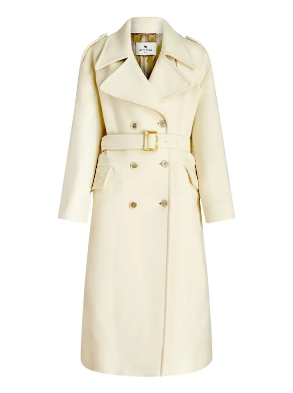 Etro Belted-waist Double-breasted Coat - Neutrals