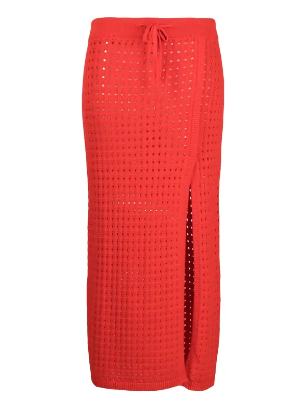Cashmere In Love Mona Crochet-knit Midi Skirt - Red