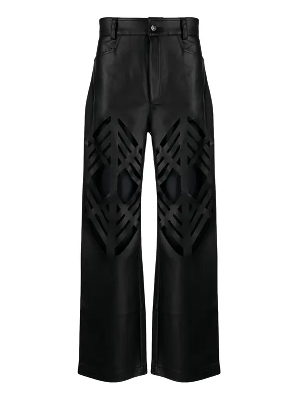 AV VATTEV Laser-cut Straight-leg Trousers - Black