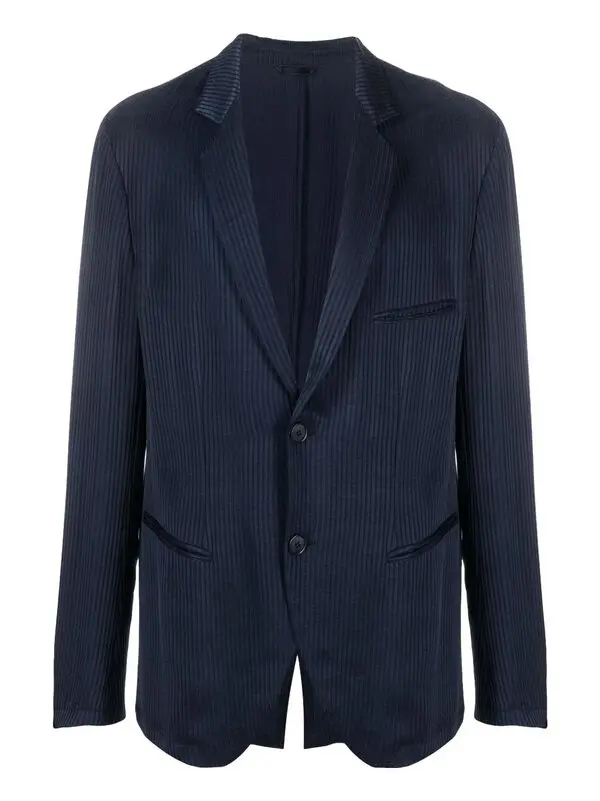 Giorgio Armani Striped Single-breasted Blazer - Blue